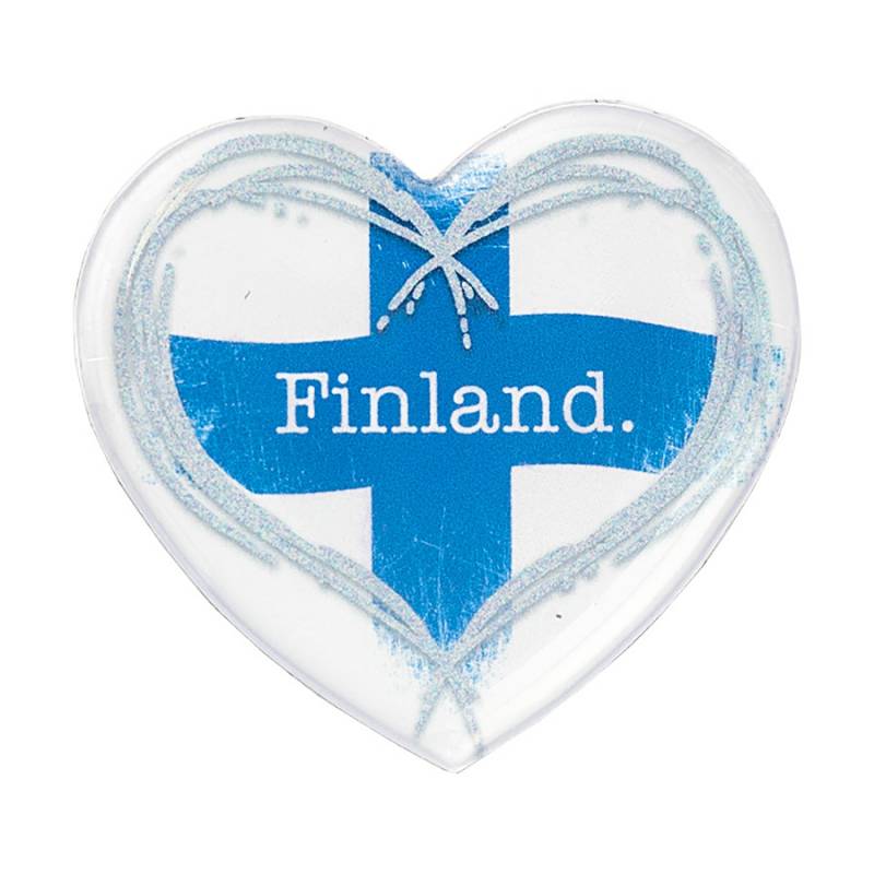 Finland Heart Magnet Epoxy, sky blue/white | Finntrade